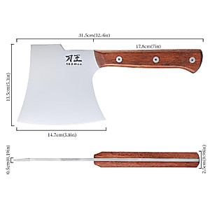 XZZWLL Meat Cleaver, Heavy Duty Bone Chopper Knife, 6" Axe Butcher Knife for Meat Cutting, Thicken Blade Bone Cutter with Wood Handle, for Kitchen, Restaurant and Slaughterhouses.