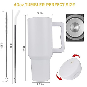 Towsnails 40 oz Tumbler with Handle and Straw Lid | Insulated Cup Reusable Stainless Steel Water Bottle Travel Mug Cupholder Friendly | Gifts for Women Men Him Her - White