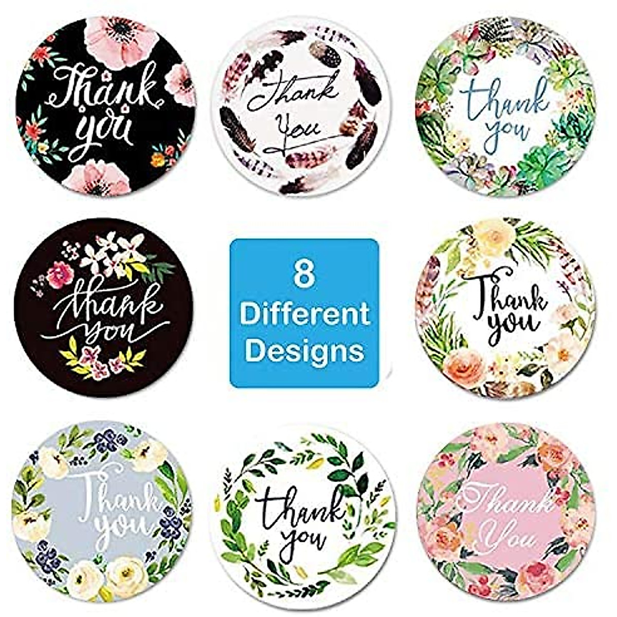 GUAGLL 3 Rolls Thank You Baking Sticker Cute Printing Sticker Label 1 Inch 500Pcs/Roll for Envelope Gift