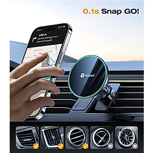 VICSEED for MagSafe Car Mount Dash - [8lbs Powerful Magnets][Long Arm Adjustable] Magnetic Phone Holder for Car Phone Mount for Car 3 in 1 Car Phone Holders for iPhone 15/14/13/12 All Phones