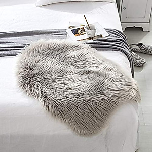 Teppich Wölkchen Faux Fur Rug | Sheep Skin Throw Rug | Washable Fluffy Area Rug, Fuzzy Shag Rug for The Living Room, Bedroom, Nursery Decor I Gray - 2x3ft Sheepskin
