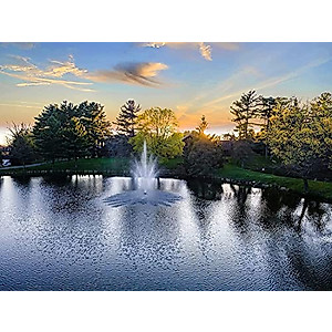Scott Aerator Amherst 1 Horse Power 115V Large Pond Fountain | Maintenance Free Stainless Steel Fountain Pump | Aerating Fountain for Ponds & Lakes with 100 ft. 10 Gauge Submersible Power Cord