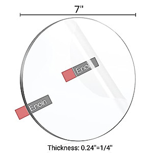 Enoin 1pack 7 Inch Round Clear Acrylic/Plexiglass Sheet Disc Circle Plastic Sheet 0.24" 1/4 Inch 6.0mm Thick, Plastic Sheet Transparent Board Panel for Glass, DIY Project, Paintings, Art Craft