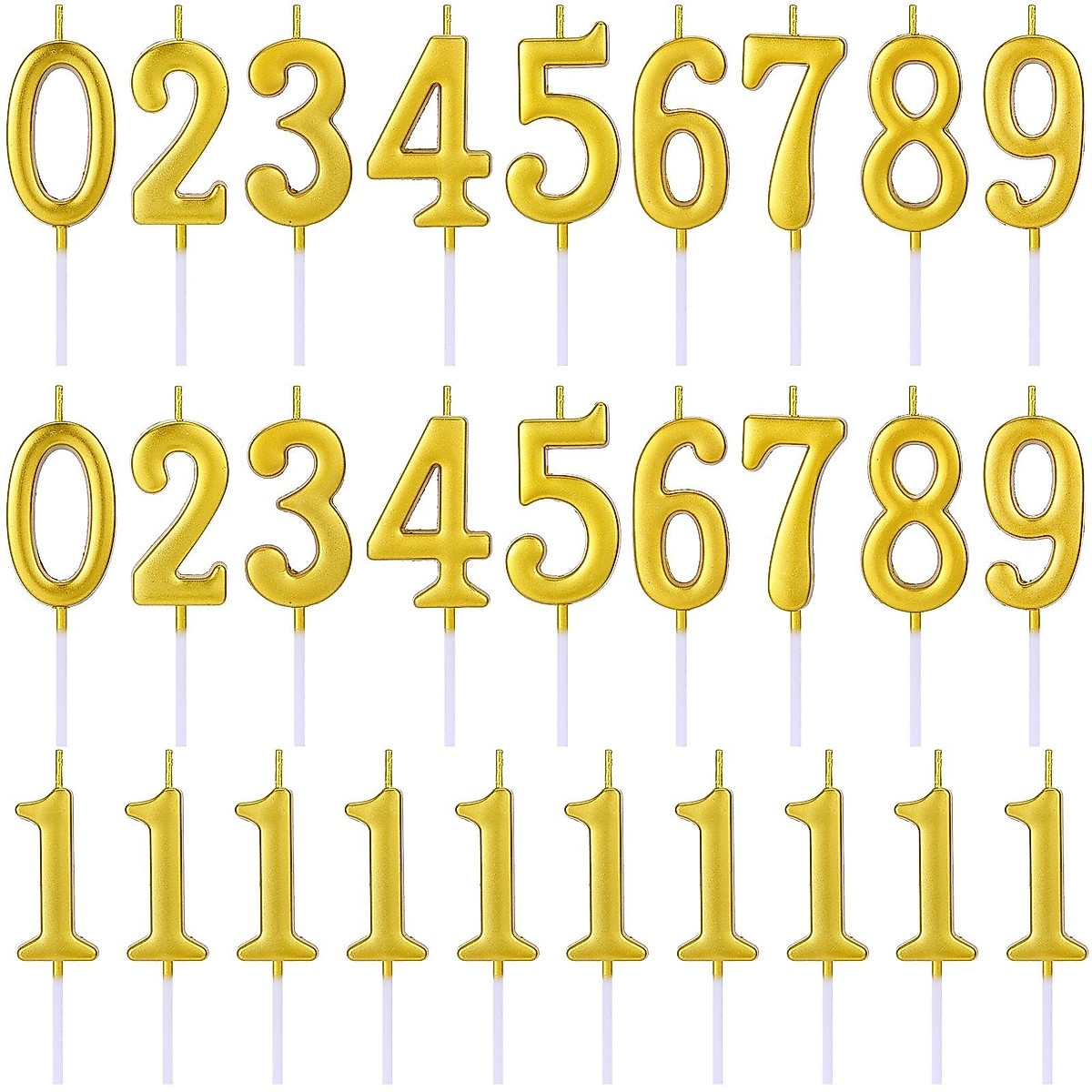 28 PCS Number Birthday Candles Gold Number Candles Cake Candles for 1st Birthday to 18th Birthday Decoration, Wedding Anniversary, Party Celebration, Baby Showers (Gold)