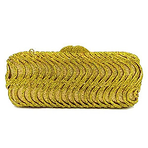 DEBIMY Glitter Rhinestone Evening Bag Luxury Square Crystal Evening Clutch Purse Wedding Party Prom Handbag for Women Yellow