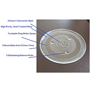 First Choice Brands 12.4" Glass Microwave Turntable Replacement Plate For GE, Samsung, Hotpoint And More - 315mm