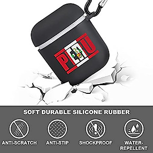 Flag of Peru AirPods Case Cover Protective Silicone Skin for 2&1 with Keychain Black-style1
