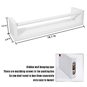 AITUFIY Wall Mount Books Organizer Storage Ledge Shelf (Set of 2),Floating Wall Shelves,Spice Rack-White