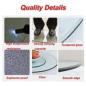 32inch Rotating turntable Glass Lazy Susan for kitchen Dining Table tabletop 9mm thick round Transparent glass Rotating Tray Serving Plate explosion-proof tempered glass 80cm