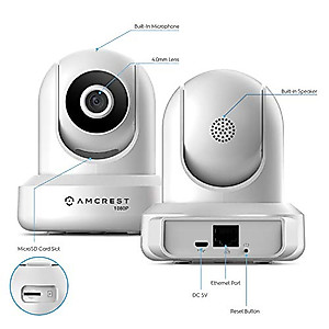 Amcrest 1080P WiFi Security Camera 2MP Indoor Pan/Tilt Wireless IP Camera, IP2M-841W (White)
