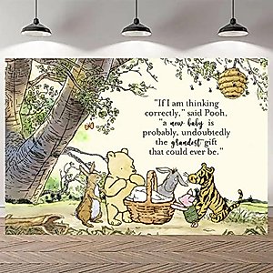 Unbala Cute Winnie Backdrop for Baby Shower 57 x 37 Inch Quotes Pooh Photography Background Banner Great Newborn Birthday Party Supplies Decorations