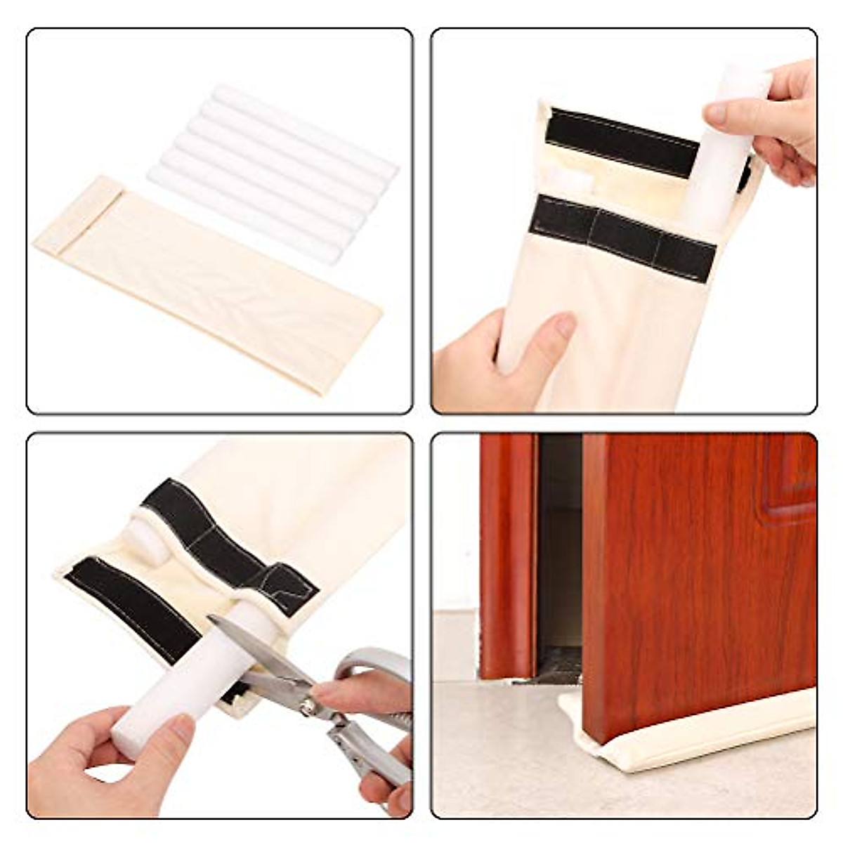 Emoly Under Door Draft Stopper,Improved Adjustable Double Draft Noise Blocker Sweep，Adjustable 32 to 38" for Sound Dust Proof (White)