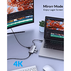 MAVINEX USB-C Hub, 8-in-1 USB-C to 4K HDMI AVINEX USB-C Adapter with USB 3.0 Port, USB 2.0 Ports, SD/Micro SD Card Reader, 100W Power Supply, Compatible with MacBook Pro Air HP XPS and