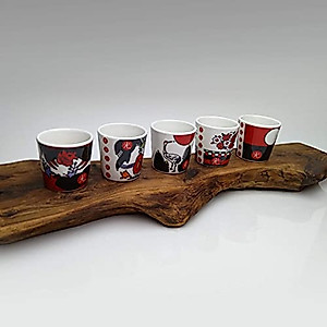 LENITH] Korean Funny Soju Shot Glasses Sets, O-Kwang Hwatu, Korea Traditional Card Game Printed for Sake, Whiskey, Tequila, Liquor