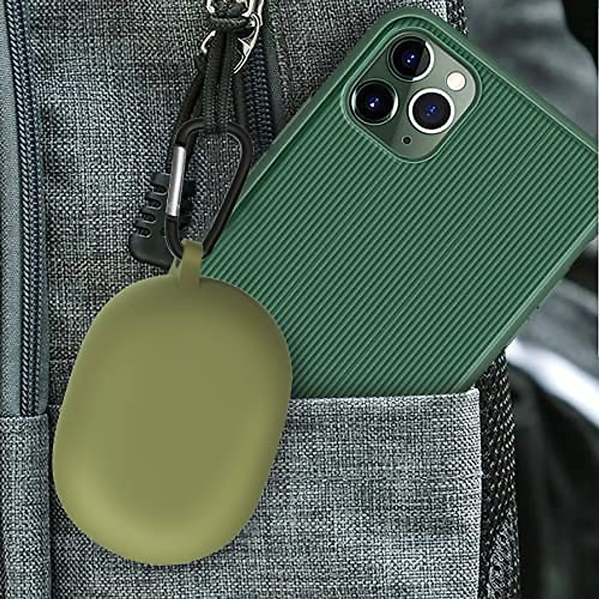 Beats Studio Ear Buds 2021 Case ,Cover Shock-Absorbing Protective Case with Keychain (Olive Green)