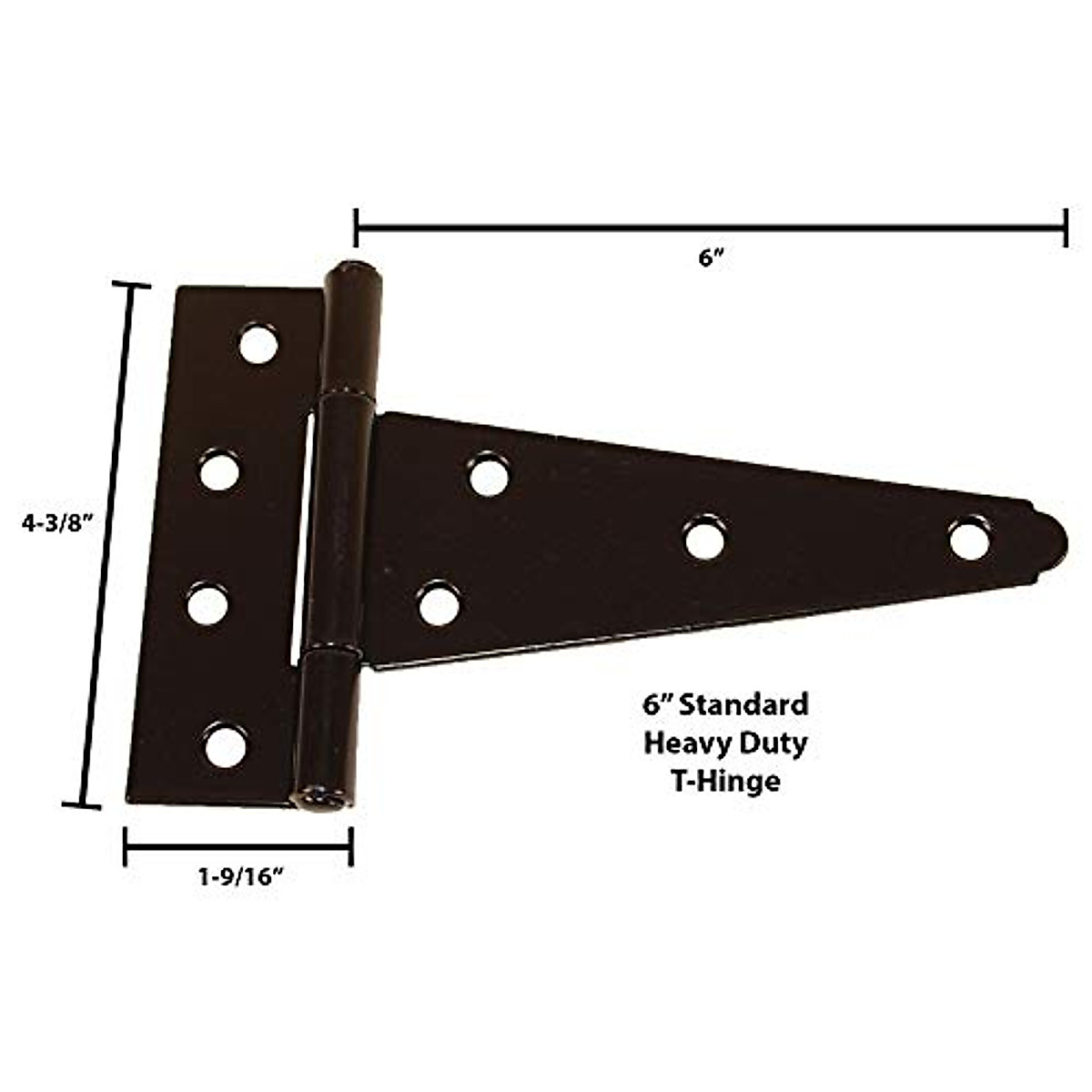 Shed Windows and More Shed T Hinges 6" (Set of 6) Strap Heavy Duty W/Screws Storage Building Barns Sheds Garages