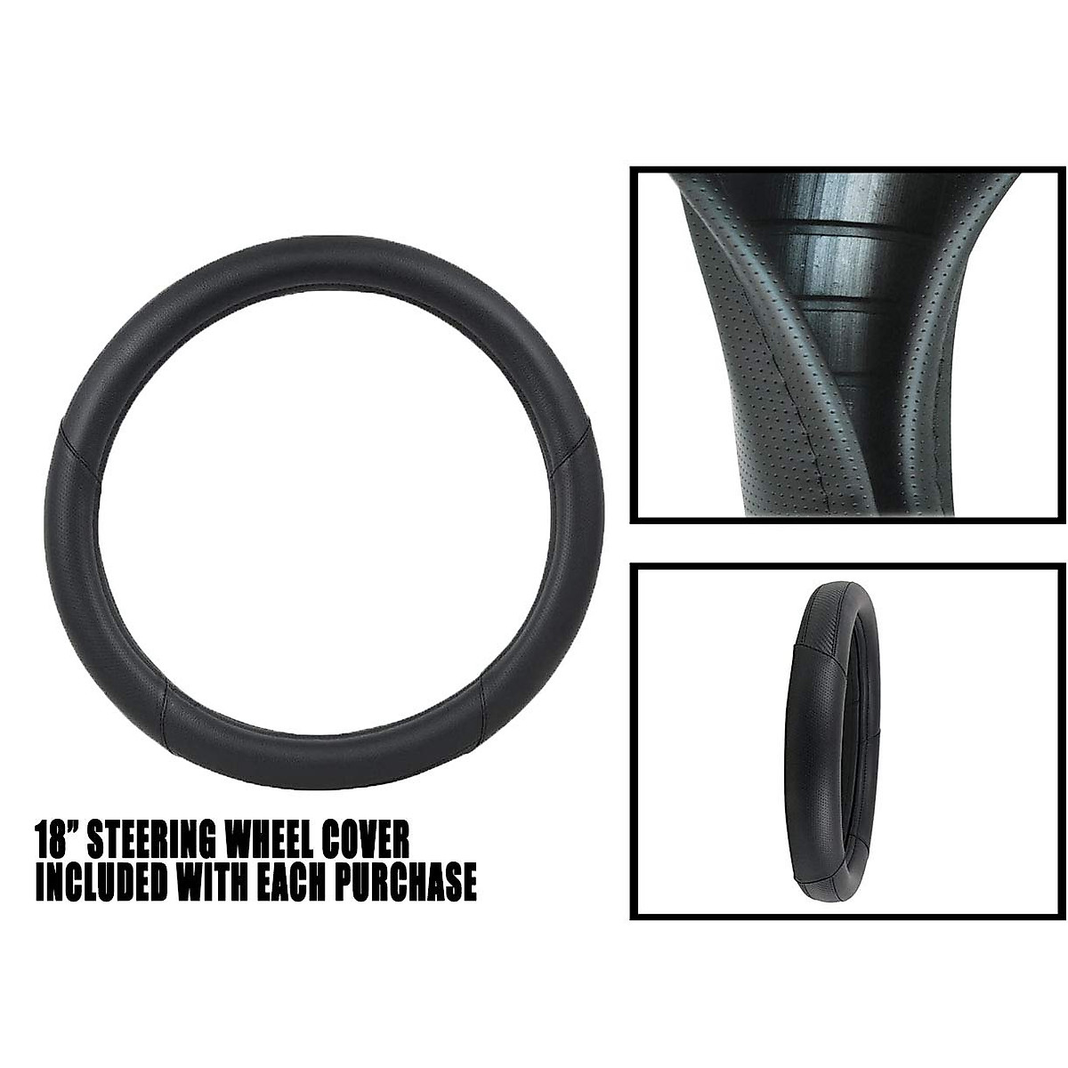 Auto Parts Avenue Replacement Headlight Black for 2004-2018 04-18 VN VNM VNL 200 300 430 630 670 730 780 Pair Passenger Right RH Driver Left LH Side with Free 18" Steering Wheel Cover