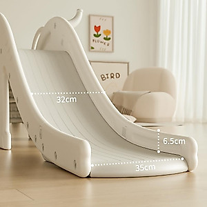 Kids Slide for Toddler with Basketball Hoop Plastic Freestanding Indoor Slide 3 Enclosed Steps Toddler Slide Ring Toss Game White