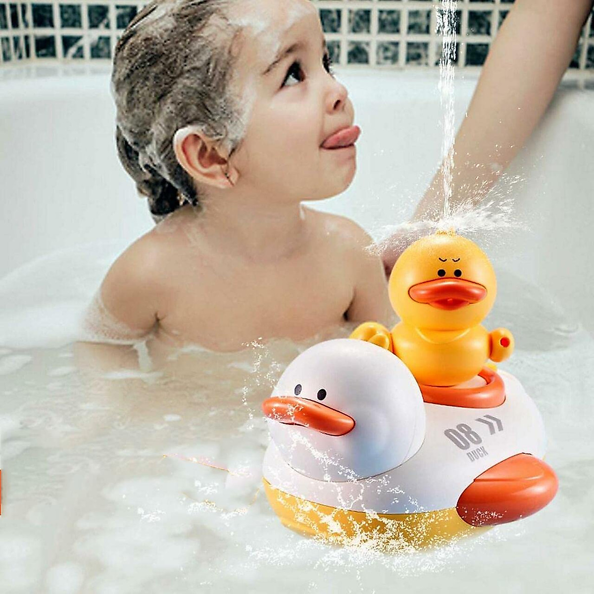 Little Bado Electric Baby Bath Toy with Head Shower Duck Spray Water Pool Bathtub Toy for Infants Kids Babies Toddlers Bath Toy for Infants Babies 6-12 Months