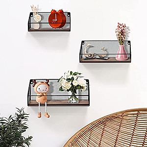 Hoikwo 3 Pack Mesh Wall Floating Shelves, for Bathroom Laundry Room Bedroom Living Room Kitchen and Office