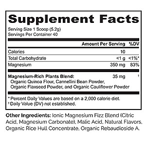 NATURELO Whole Food Magnesium Powder - Supports Stress Relief, Relaxation, Raspberry Lemon Flavor - 40 Servings | 7 oz