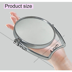 WMugthome Two-Sided 4-In/6-in with Handle Portable Round Makeup/Travel/Desk Mirror with 1X and 3X Magnification(Silver, 4inch)