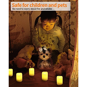 LOGUIDE Flameless Votive Candles,2 Inch Battery Operated Candles,24 pcs Last 6Days Longer Flickering LED Electric Fake Candle Bulk for Halloween,Party,Christmas,Wedding Proposal Decorations,Warm White