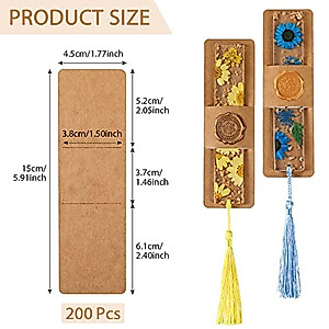 200 Pcs Bookmark Sleeves Resin Bookmark Holder Bookmark Party Favor Kraft Bookmark Covers DIY Bookmarks Blank Display Cards for Bookmark Wrapping Gift Decoration Party Favor, 5.9 x 1.8 inches