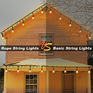 CLASShine 48ft RGB & White Outdoor String Lights Dimmable with Remote, Patio Lights Waterproof, Timer, 15 Hanging Sockets, 15+3 Edison LED Shatterproof Bulbs, Deck Porch Fence Decoration