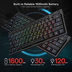 Redragon K632 PRO 60% Wireless RGB Mechanical Keyboard, BT/2.4Ghz/Wired Tri-Mode Ultra-Thin Low Profile Gaming Keyboard w/No-Lag Connection, Dedicated Media Control & Linear Red Switch