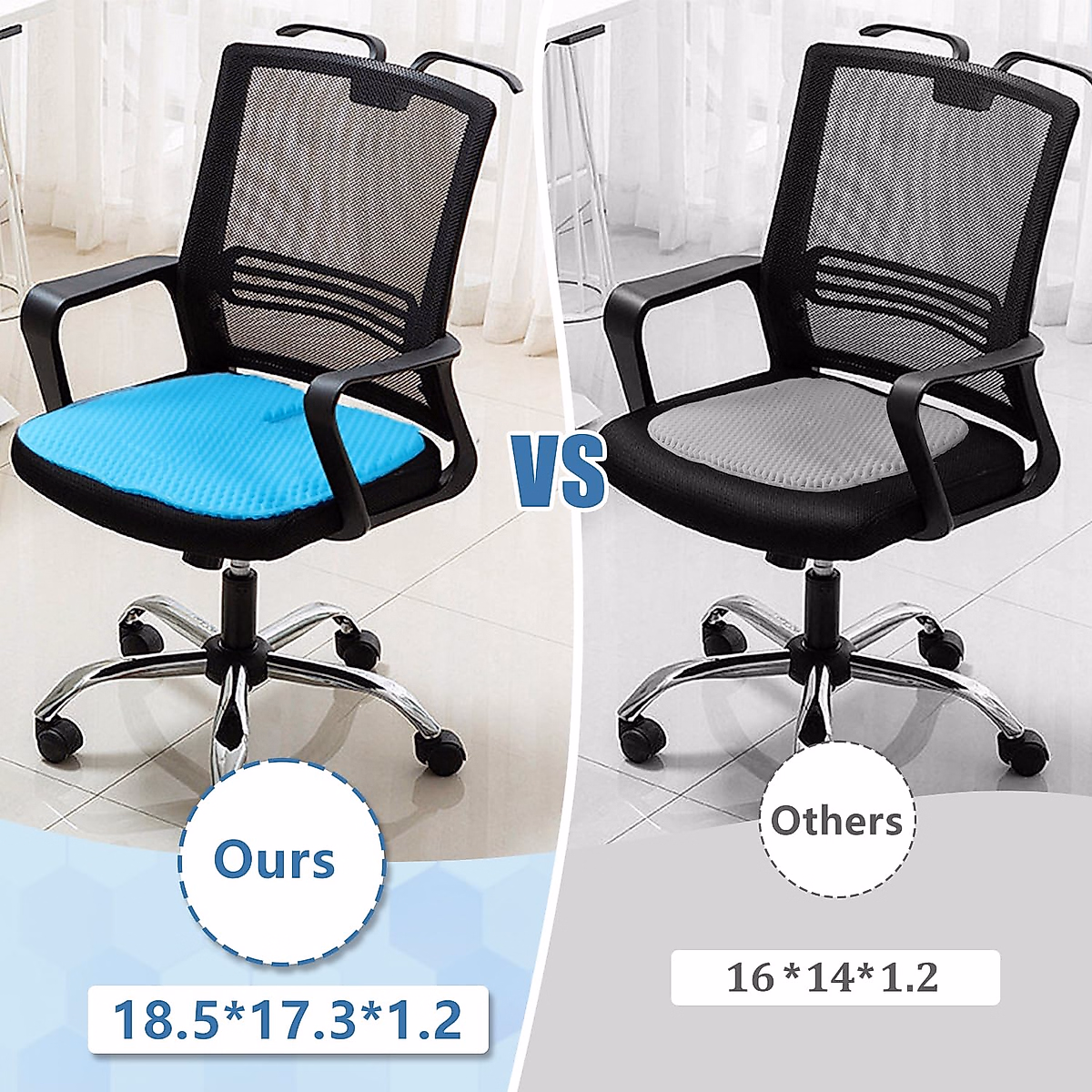 JLD Gel Seat Cushion for Long Sitting Breathable Honeycomb Design Pain Relief Egg Seat Cushion, Gel Enhanced Seat Cushion, Non-Slip, Egg Sitter Support Cushion, for Home Office Chair Cars Wheelchair