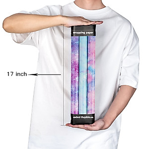MAYPLUSS Wrapping Paper Roll - Mini Roll - 17 inch X 120 inch Per roll - Galaxy Design - Purple & Blue(42.3 sq.ft.ttl)
