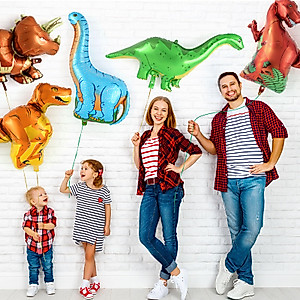 Dinosaur Foil Balloons, 8 Pcs Cartoon Dinosaur Mylar Balloons, Giant Dino Animal Balloons for Dinosaur Birthday Party Decorations Baby Shower Gender Reveal