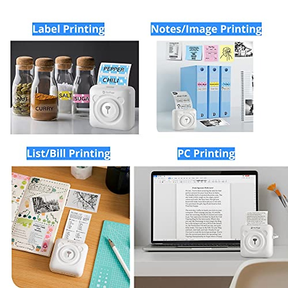 Mini Thermal Photo Printer, Wireless Picture Label Memo Receipt Paper Printer with Bluetooth 203DPI, Suitable for Android iOS Window (Red)