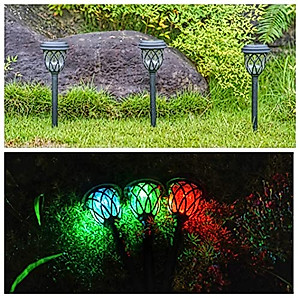 EXCMARK 10 White Lights&10 Colo rchanging Lights. Solar Lights Outdoor Decorative for Garden Pathway Walkway.