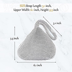Framendino, Triangle Bling Purse Rhinestone Evening Bag Sequins Clutch Purses Fashion Handbag Luxury Zipper Pouch for Women Girls Wedding Party Prom Night Silver