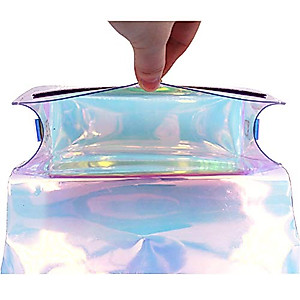 RARITYUS Transparent Holographic Clear Handbag Shoulder Crossbody Bag Messenger with Chains for Women Girls