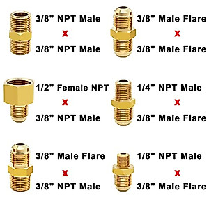 20 Feet High Pressure Braided Propane Hose Extension with Conversion Coupling 3/8" Flare to 1/2" Female NPT, 1/4" Male NPT, 1/8" NPT Male,3/8" Male NPT, 3/8" Male Flare for BBQ Grill, Fire Pit, Heater