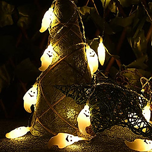 FORRADER Ghost String Lights Decor 15 ft 0.5W LED Lights , Battery Powered with 2 Modes, Halloween Decorations Outdoor & Indoor for Home/Garden/Carnival/Festivals