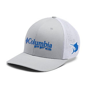 Columbia Unisex PFG Mesh Ball Cap, Cool Grey/White/Vivid Blue/Marlin, S/M
