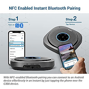 Snom C300 Bluetooth 5.0 Conference Speakerphone with 6 Mics, 24 hrs Call Time, App Controlled, USB C, Home Office & Small Business, Black