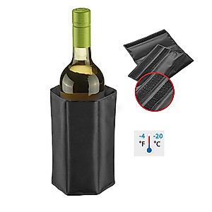 2Pcs Wine Cooler Sleeve Wine Bottle Chiller Ice Pack Adjustable Bottle Wrap Keep Wine Cool and Refreshing for Red White Champagne or Sparkling (Black)