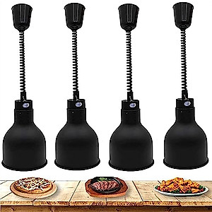 LINKANRUO 250W 19cm Commercial Heat Lamp Food Warmer, Food Heating Lamp for Restaurant and Buffet, Keep Food Warm, Telescopic Hanging Chandelier with Heating Lamps(Gold)