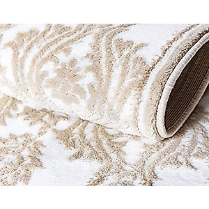 Unique Loom Rushmore Collection Classic Traditional Tone Textured Intricate Design Area Rug, 10 ft x 13 ft, Tan/White