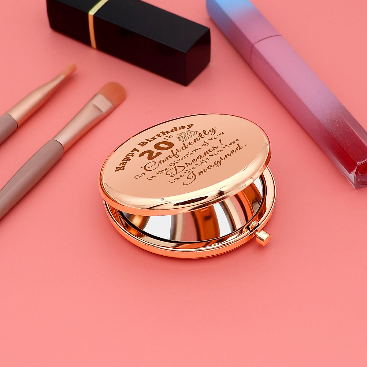 20 Year Old Birthday Gifts for Her Compact Makeup Mirror 20th Birthday Gifts for Girls Inspirational Birthday Gift for Daughter Granddaughter Turning 20 Gifts for Niece Friend Folding Makeup Mirror