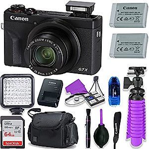 Camera Bundle for Canon PowerShot G7 X Mark III Digital Point and Shoot Camera + LED Light, Extra Battery, 64Gb High Speed Memory Card + Must Have Kit