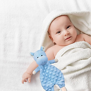 Doindute Baby Blue Hippo Soft Stuffed Animal Security Blanket, Plush Hippo Character Lovey Blanket, Baby Shower/Nursery Gift, Newborn Infant Toddler Snuggle Blankie for Boys Girls, 10 Inches