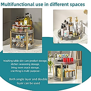 360 Rotating Makeup Organizer, 2-Layer High-Capacity Makeup Perfume Organizer - Vanity Organizer, Skincare Organizers, Cosmetic Display Cases Fits Perfume,Lotions Skin Care,Makeup Brushes,Lipsticks