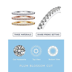 MomentWish Wedding Bands for Women, Moissanite Engagement Ring, Simulated Diamond Wedding Ring S925 Sterling Silver Eternity Rings-Size7