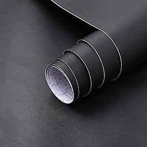 Matte Black Peel and Stick Wallpaper 17"x120", Self-Adhesive and Removable Vinyl Wallpaper Waterproof and Oil Proof Contact Paper for Cabinets Countertops Wall Covering